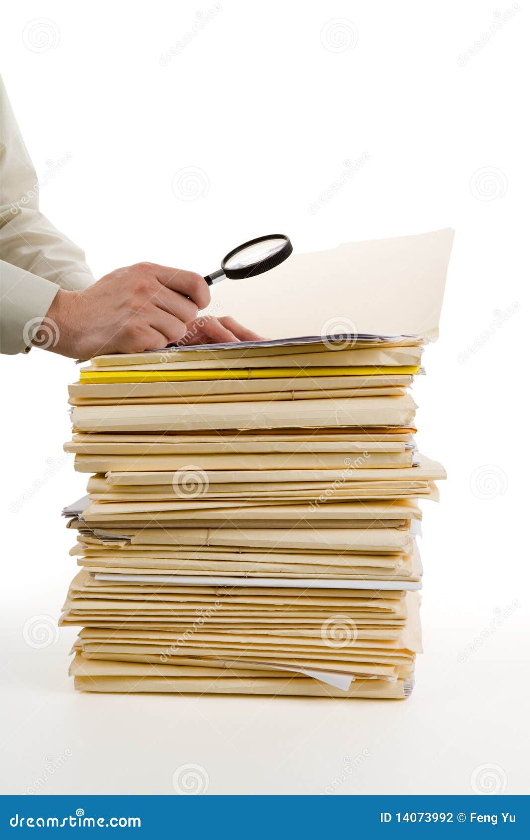 File Stack and Magnifying Glass Stock Photo - Image of lens, finding ...