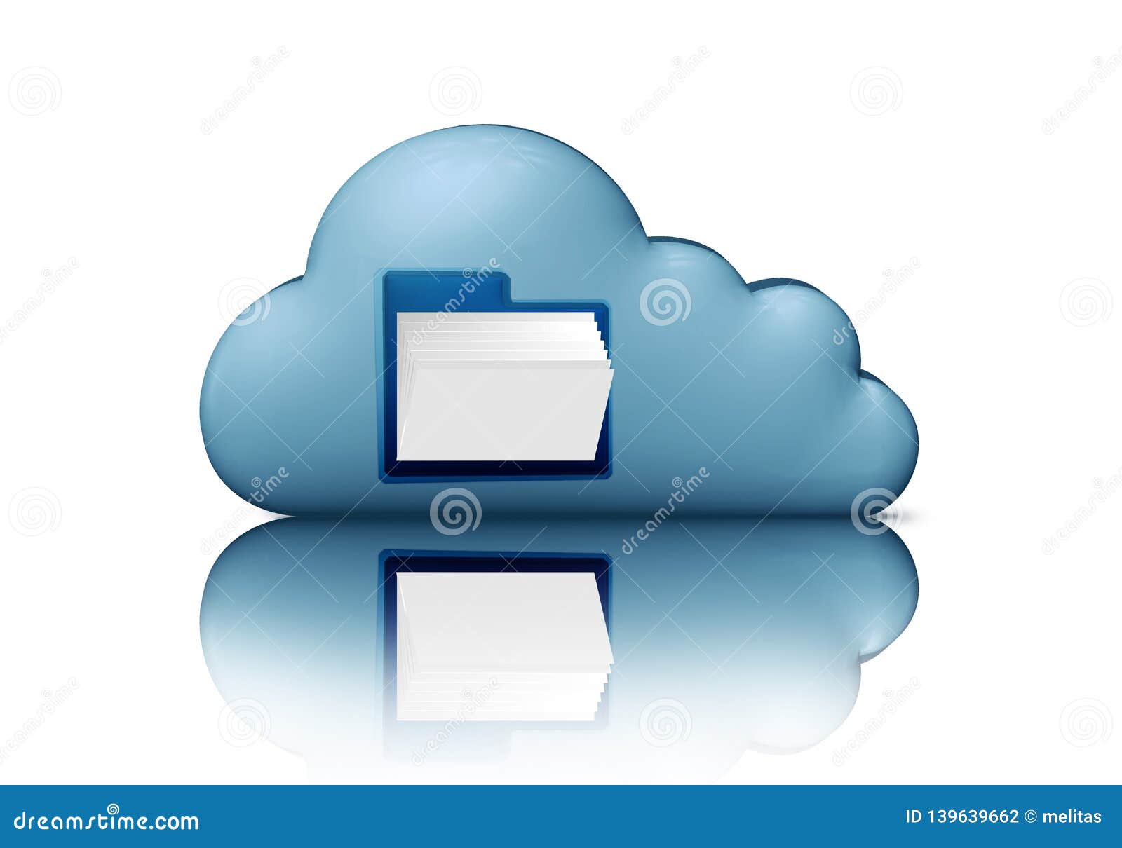 File Storage. Blue Cloud with Folder. 3d Illustration Computer Icon ...