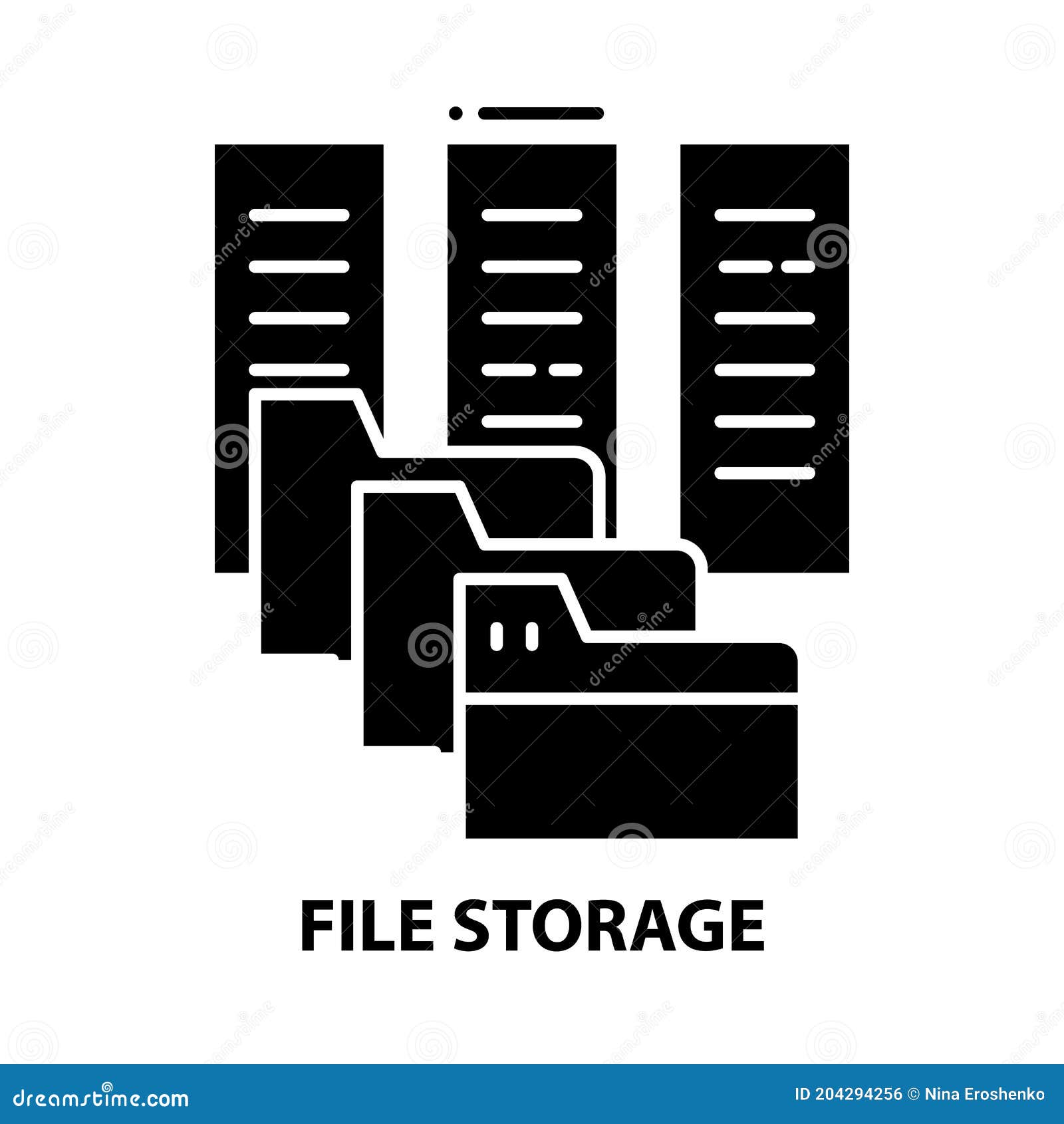 File Storage Icon, Black Vector Sign with Editable Strokes, Concept ...