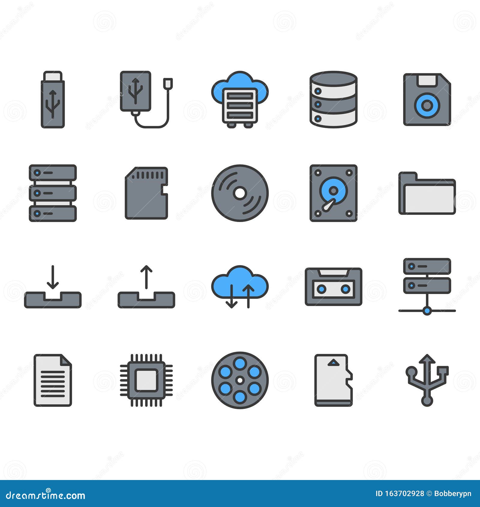 File Storage Icon and Symbol Set Stock Vector - Illustration of ...