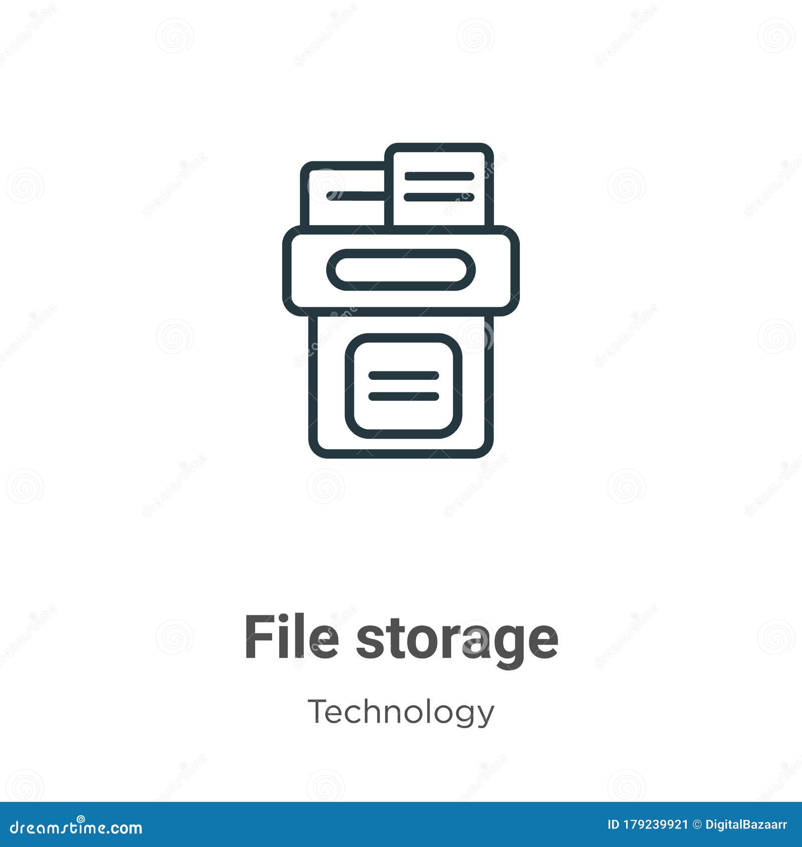 File Storage Outline Vector Icon. Thin Line Black File Storage Icon ...
