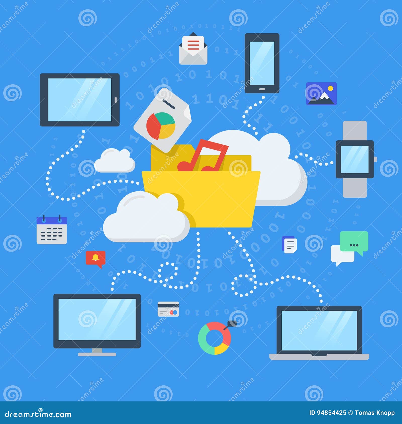 File Storage, Sharing, in Cloud Computing Stock Illustration ...