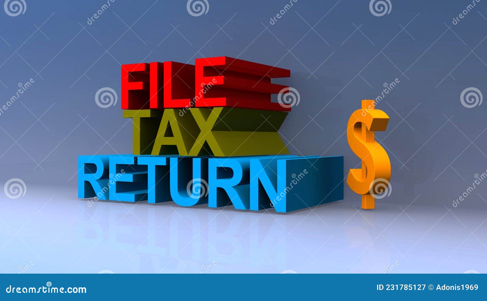 File tax return on blue stock illustration. Illustration of government ...