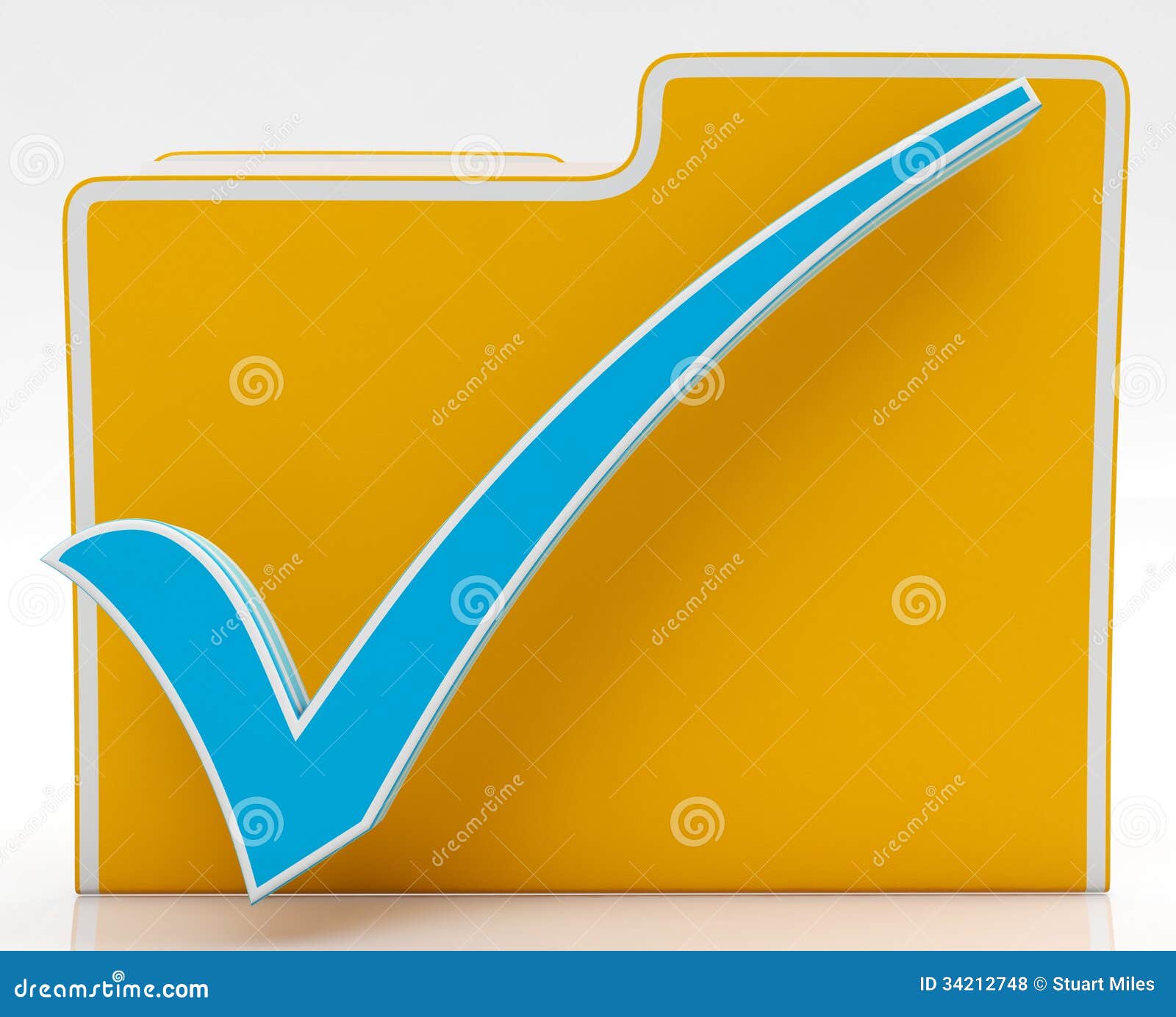 File with Tick Shows Organising and Paperwork Ilustração Stock ...