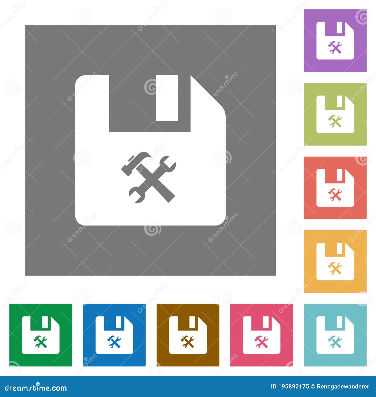 File Tools Square Flat Icons Stock Vector - Illustration of medium ...