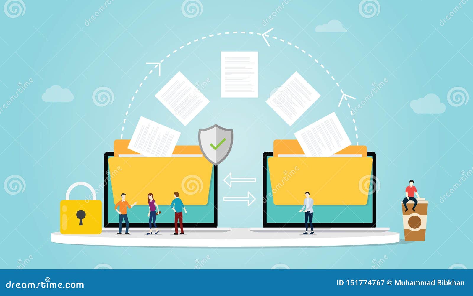 File Transfer Concept with Folder and Files Transfering Move with ...