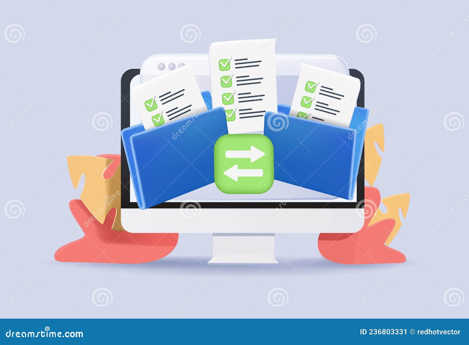 File Transfer Concept. Two Folder with Document and Files Transfering ...