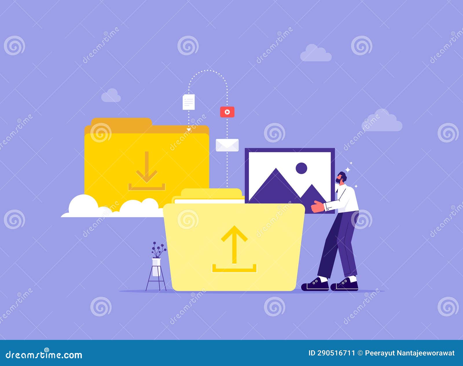 File Transfer or Digital Data Migration between Devices Concept Stock ...