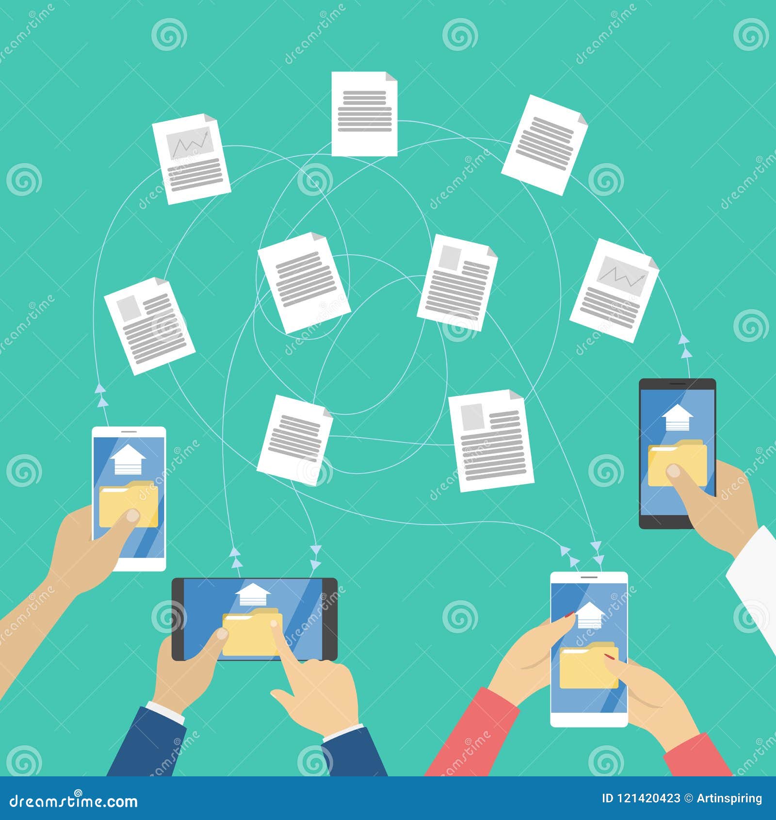 File Transfer between the Digital Devices Stock Vector - Illustration ...