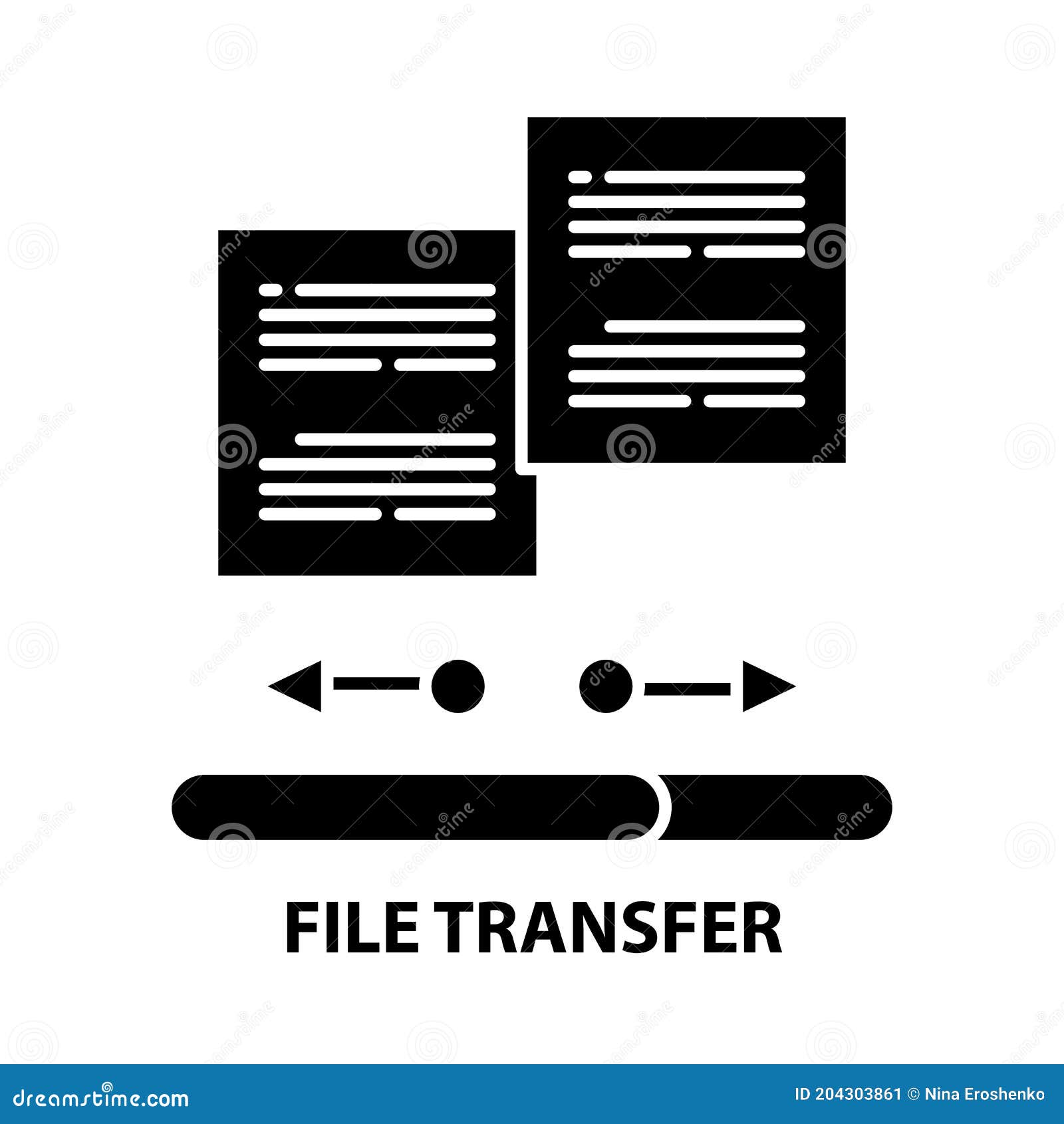 File Transfer Icon, Black Vector Sign with Editable Strokes, Concept ...