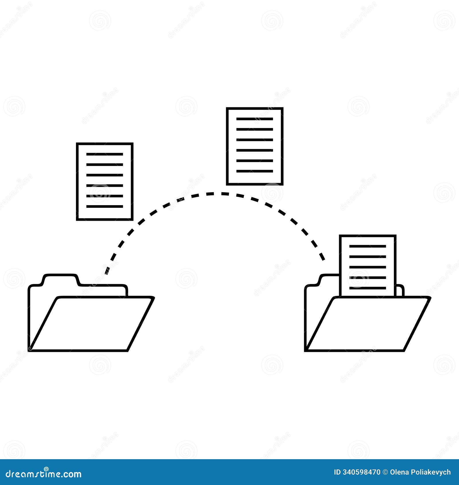 File Transfer Icon. Documents Moving between Folders. Dashed Line ...