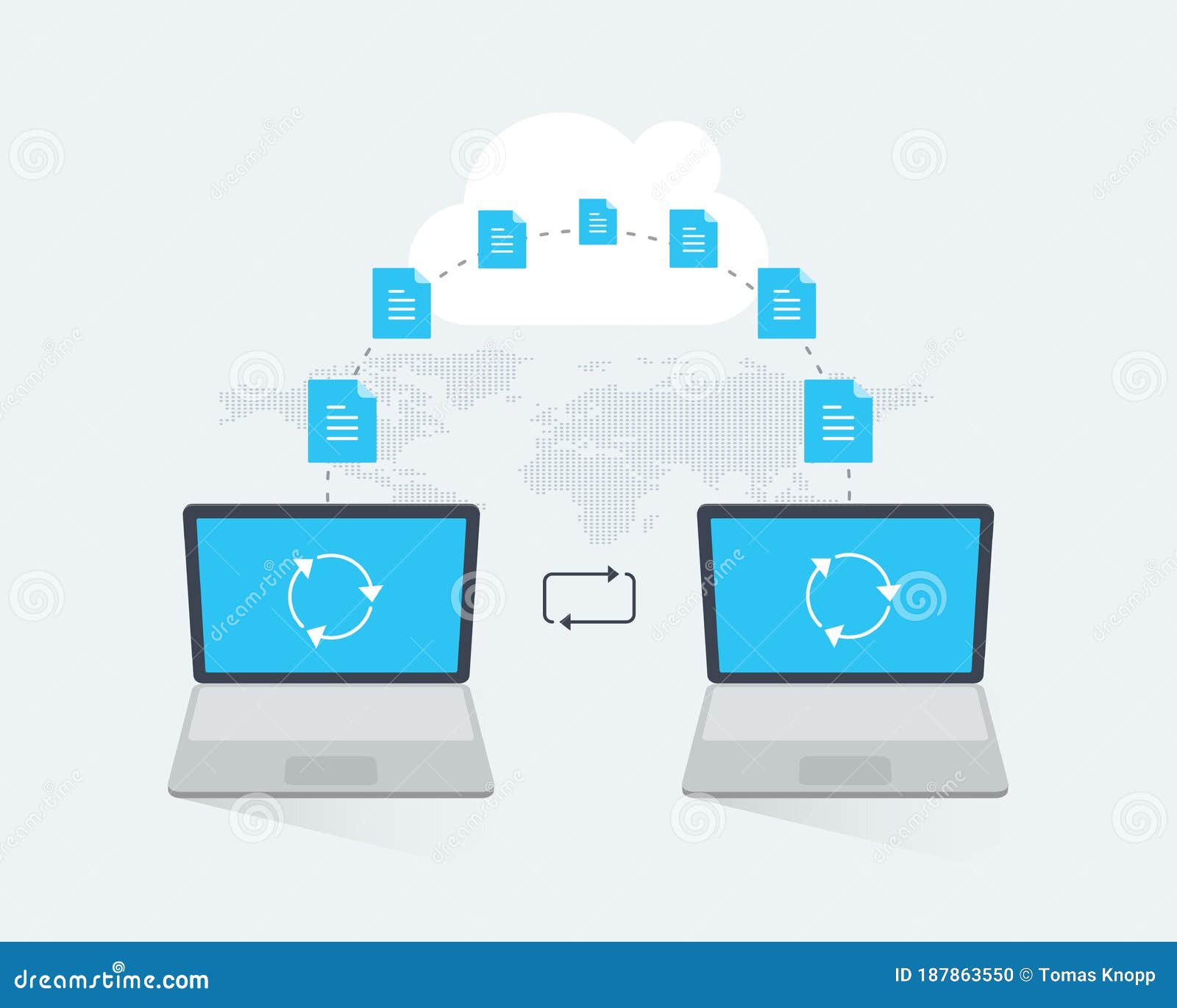 File Transfer Infographic Template with Two Laptops and Transferred ...