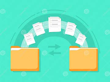 File Transfer. Two Folders Transferred Documents Stock Illustration ...