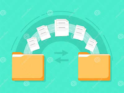 File Transfer. Two Folders Transferred Documents Stock Illustration ...
