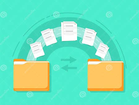 File Transfer. Two Folders Transferred Documents Stock Illustration ...