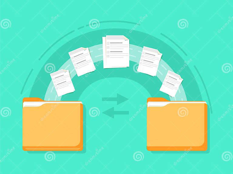 File Transfer. Two Folders Transferred Documents Stock Illustration ...