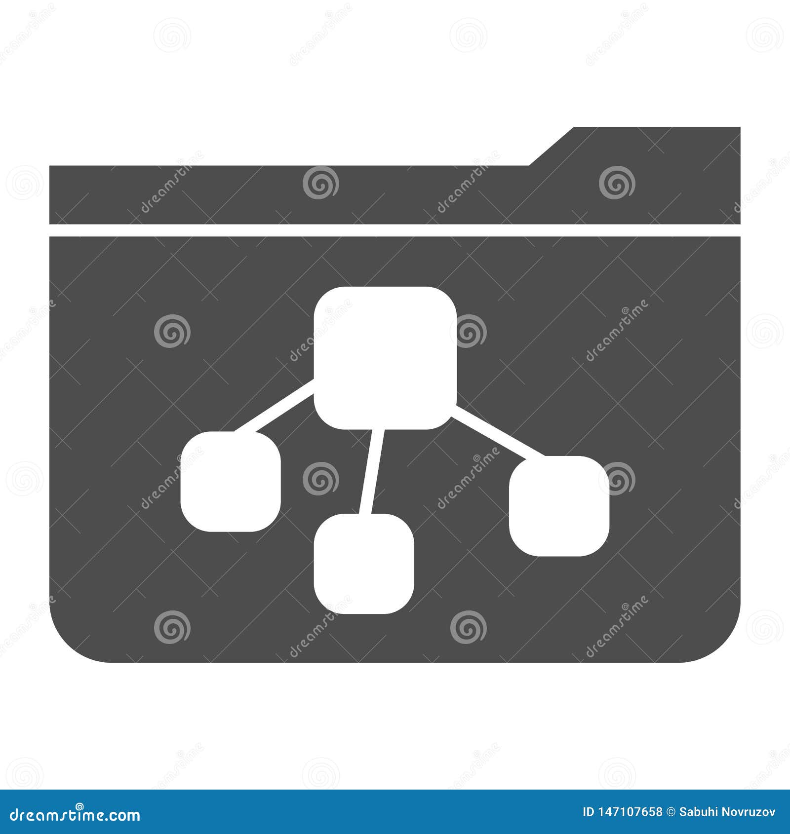 File Tree Folder Solid Icon. Folder with Document Vector Illustration ...