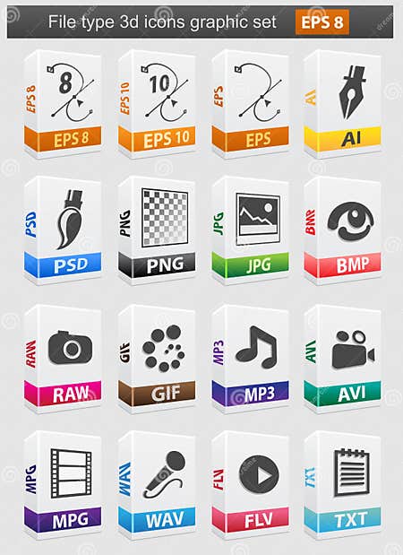 File type 3d icons set. stock vector. Illustration of format - 21709906