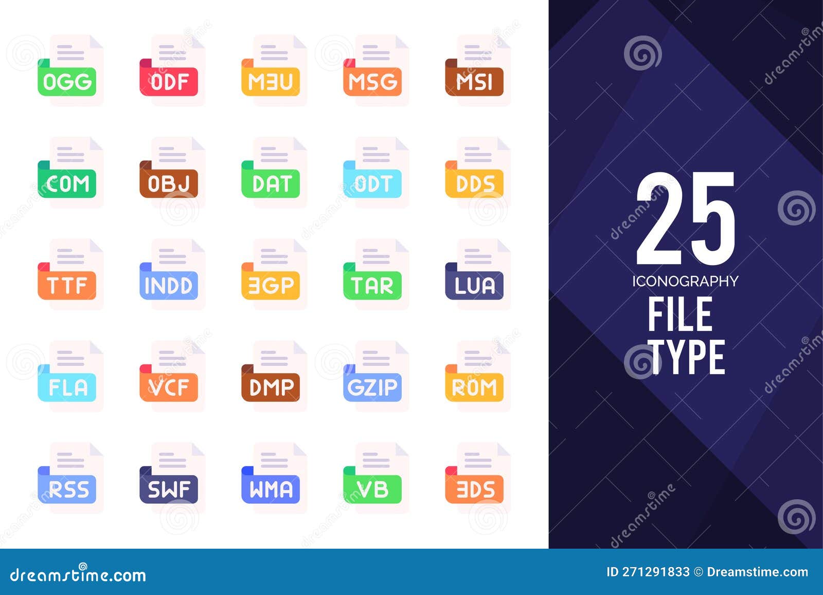 25 File Type Flat Icon Pack. Vector Illustration Stock Vector ...