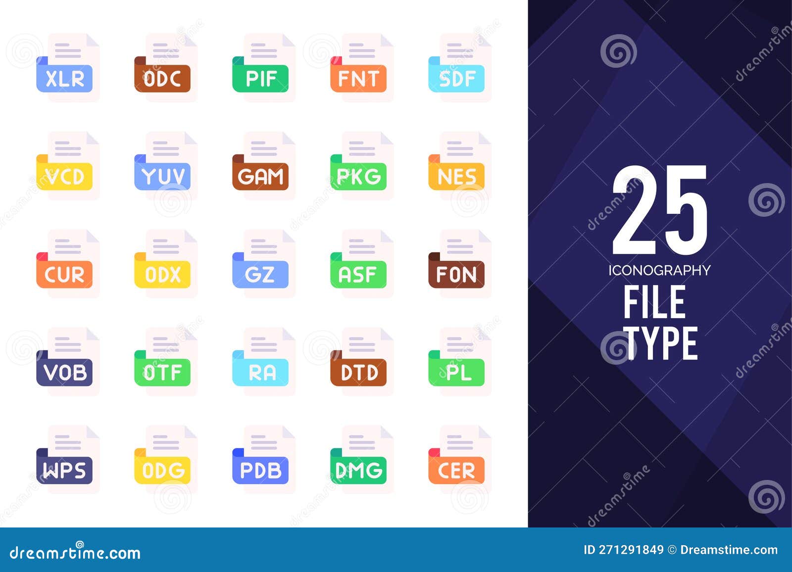 25 File Type Flat Icon Pack. Vector Illustration Stock Vector ...