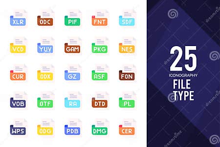 25 File Type Flat Icon Pack. Vector Illustration Stock Vector ...