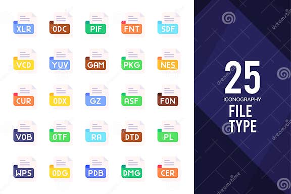 25 File Type Flat Icon Pack. Vector Illustration Stock Vector ...