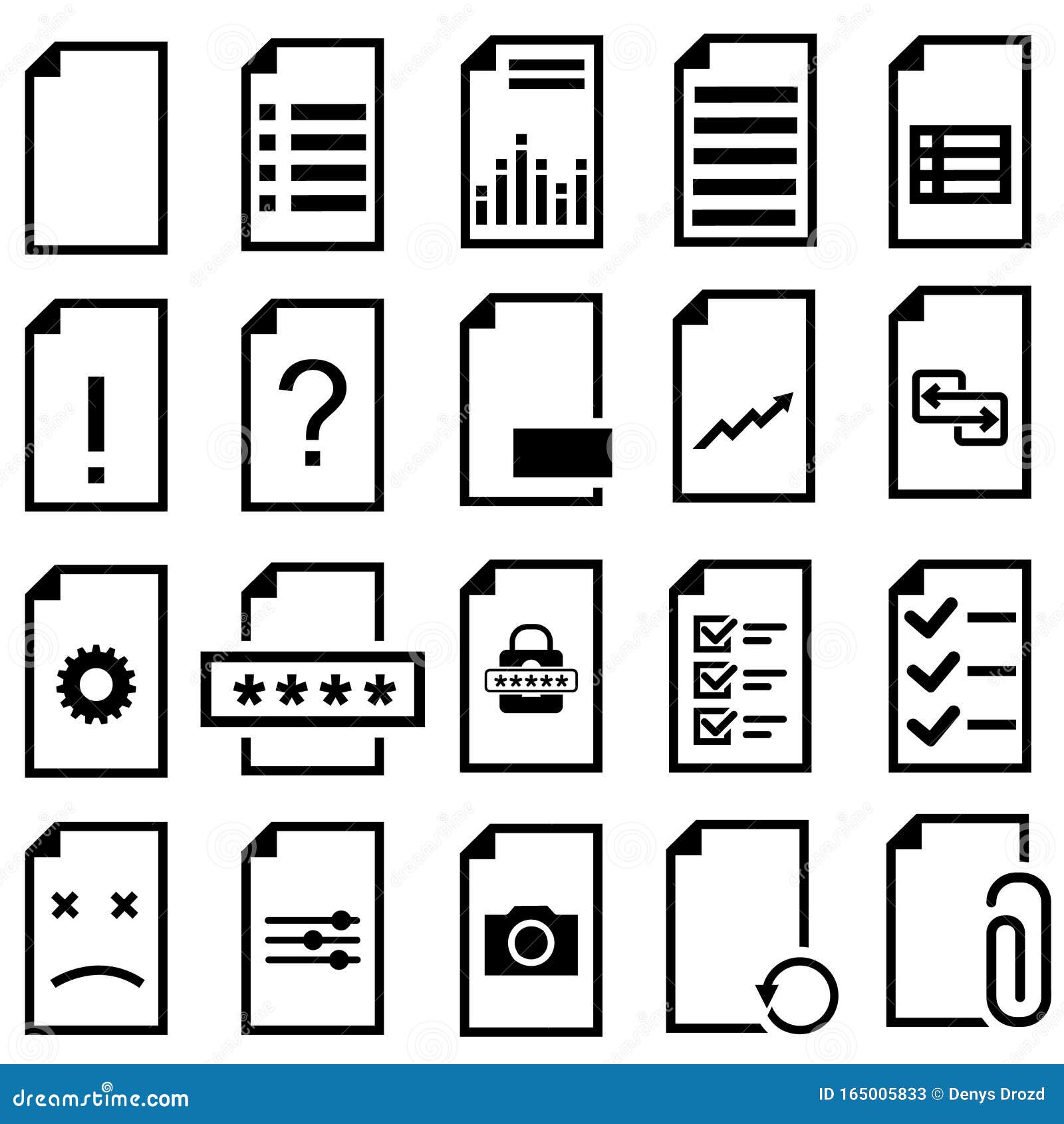 File Type Glyph Icon Vector Set. Doc Format Filled Illustration Symbol ...