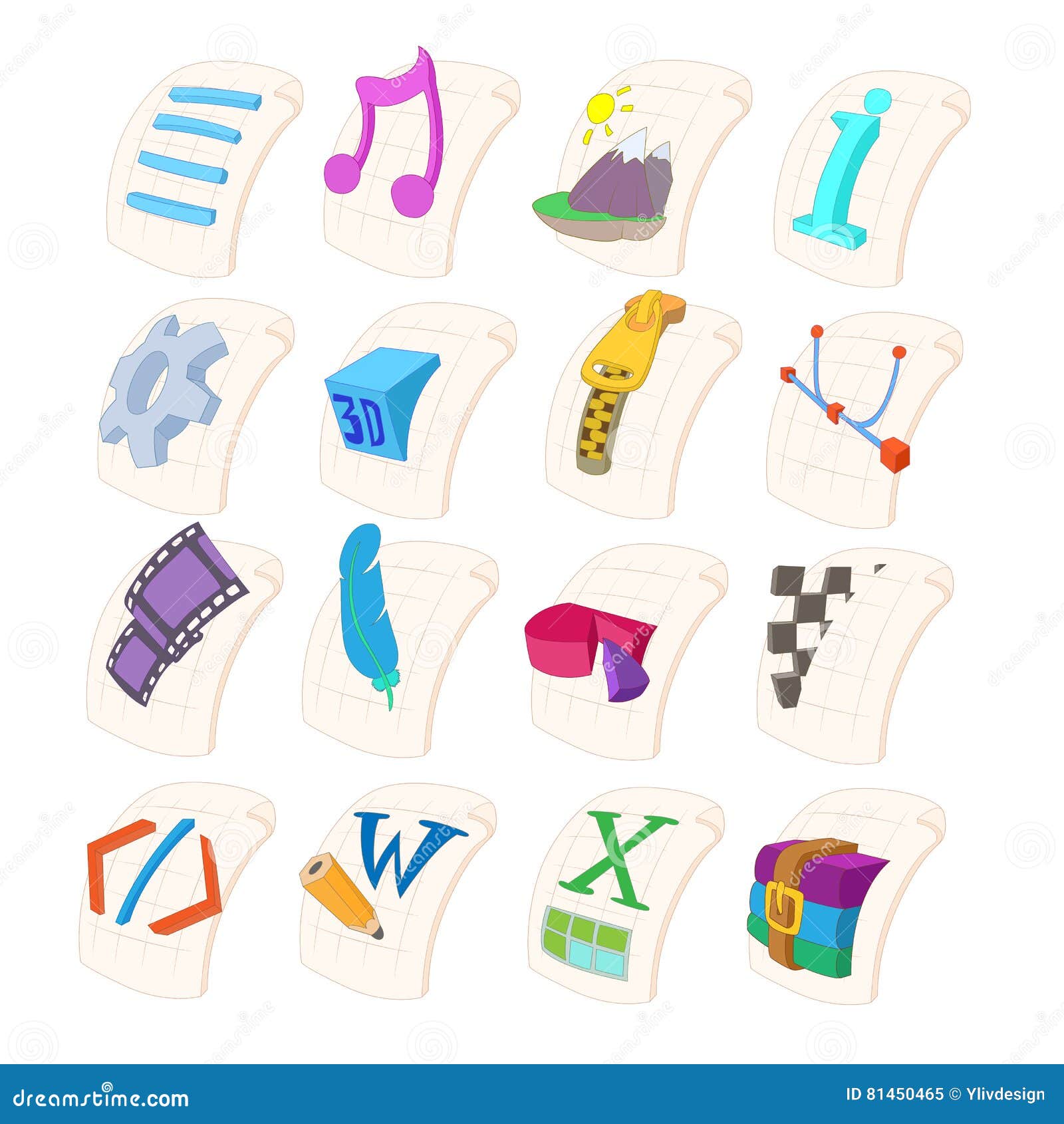 File Type Icons Set, Cartoon Style Stock Vector - Illustration of ...