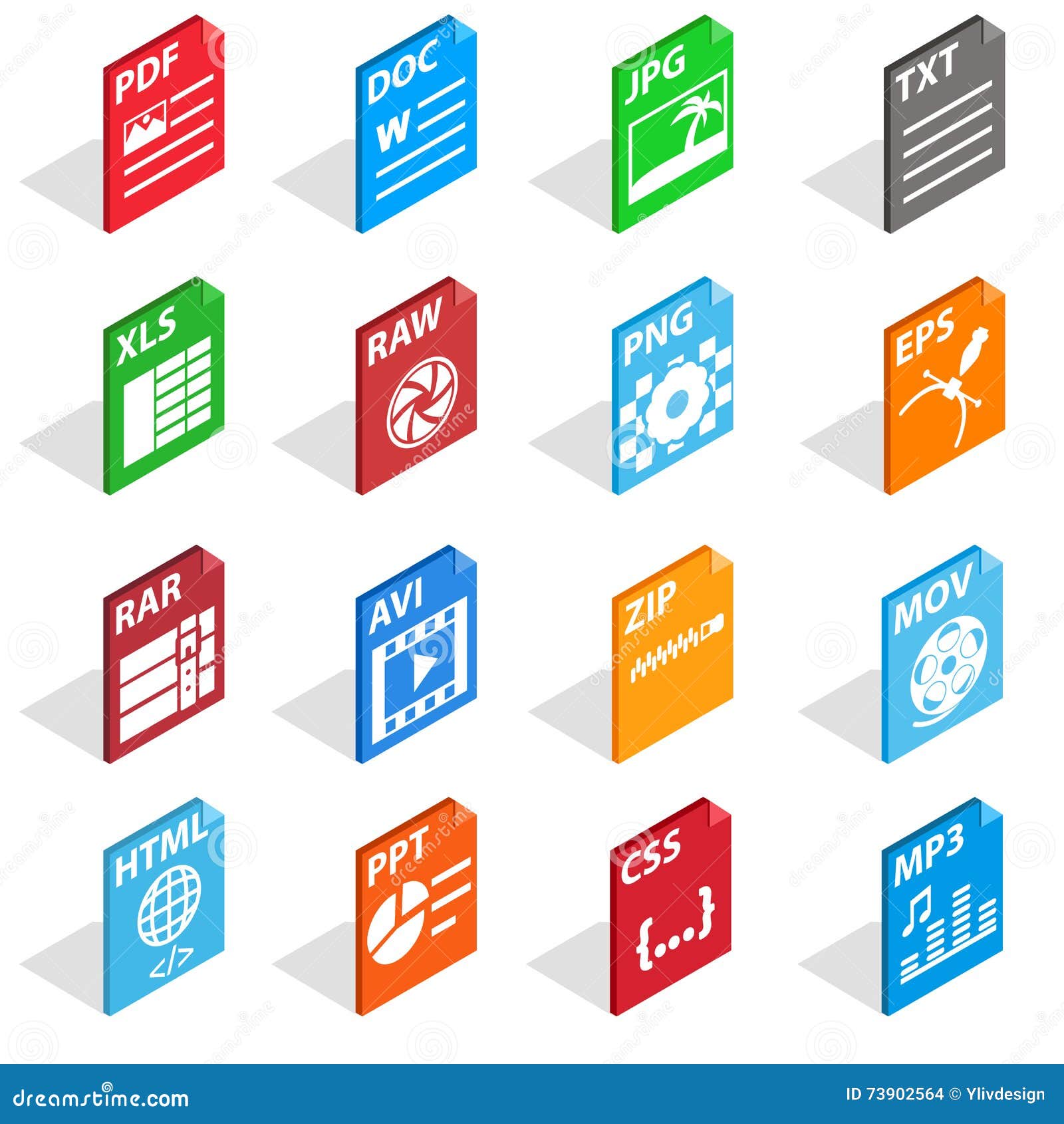 File Type Icons Set, Isometric 3d Style Editorial Stock Image ...