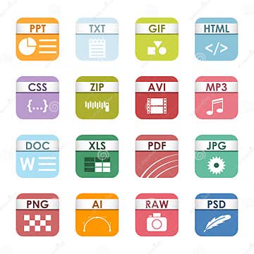 File Type Icons Vector Set. Stock Vector - Illustration of document ...