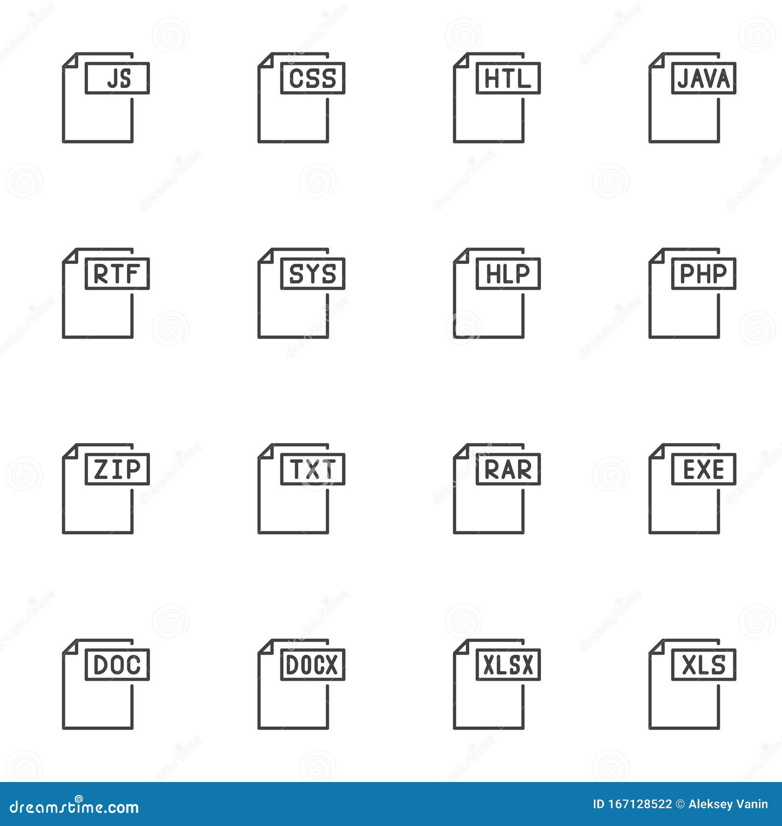 File type line icons set stock vector. Illustration of line - 167128522