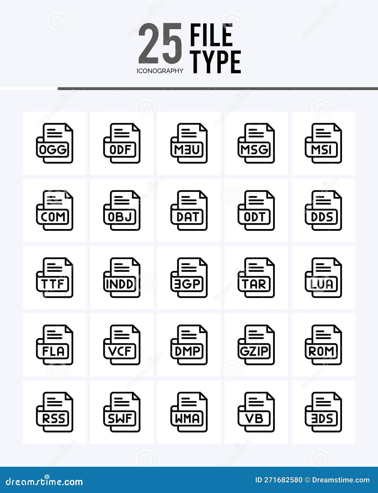 25 File Type Outline Icons Pack Vector Illustration Stock Vector ...