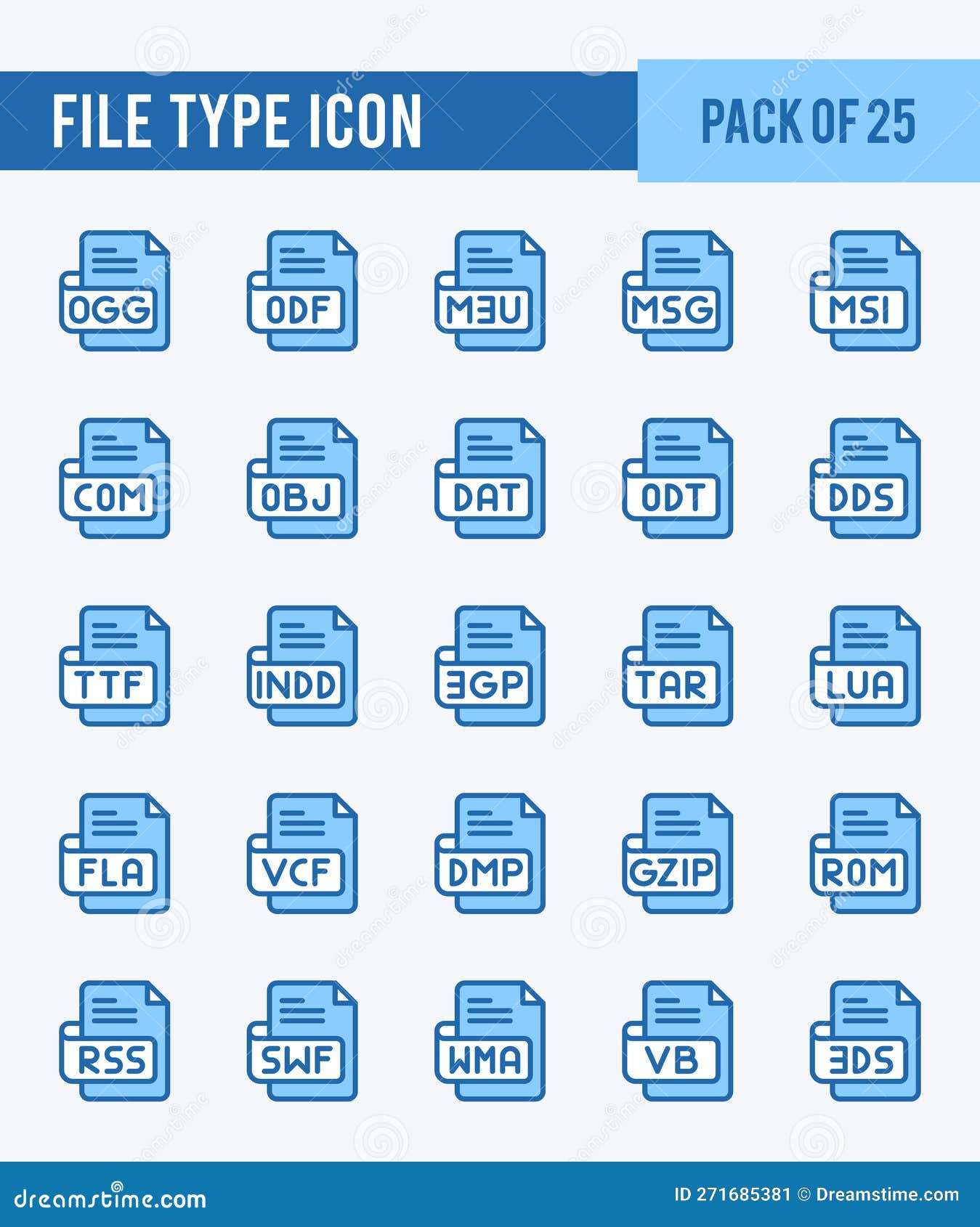 25 File Type. Two Color Icons Pack. Vector Illustration Stock Vector ...