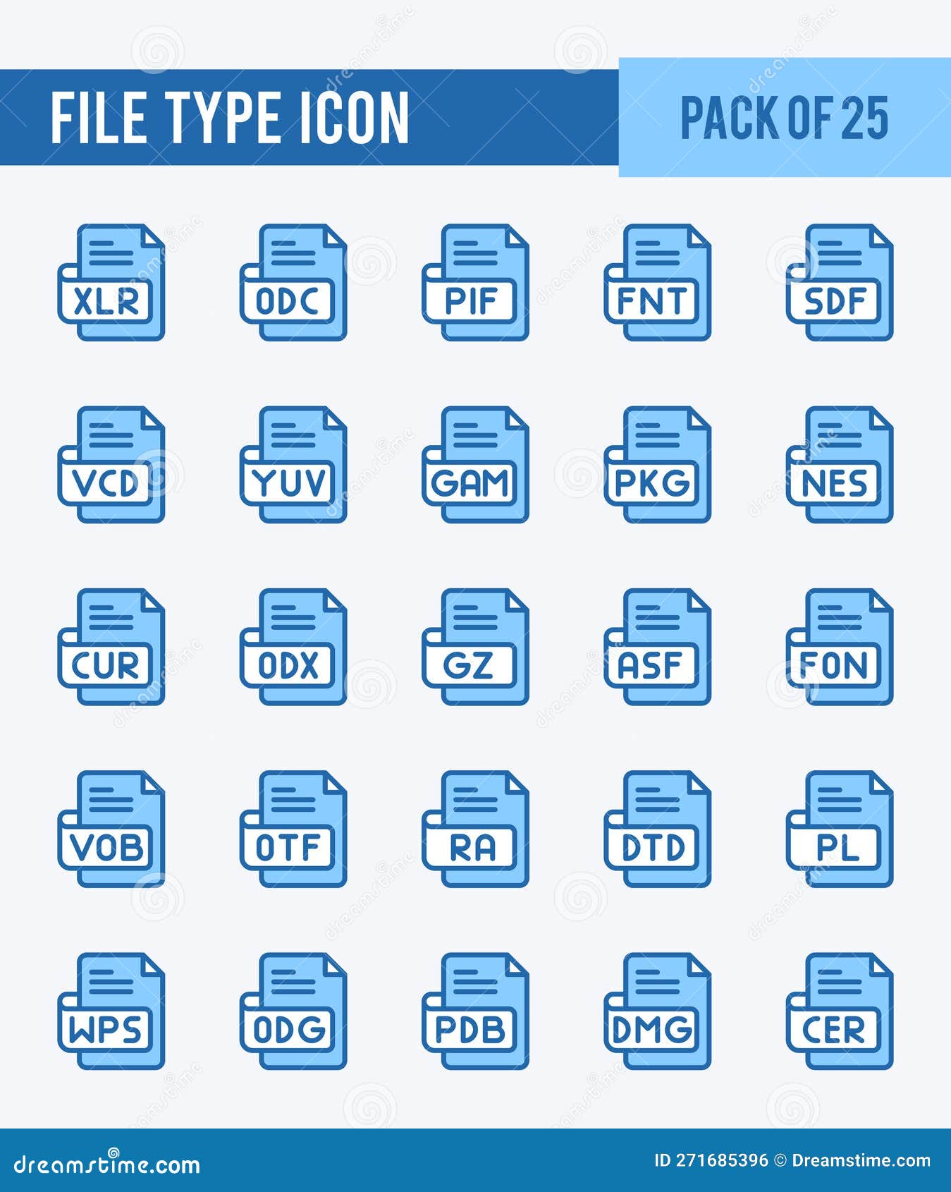 25 File Type. Two Color Icons Pack. Vector Illustration Stock Vector ...