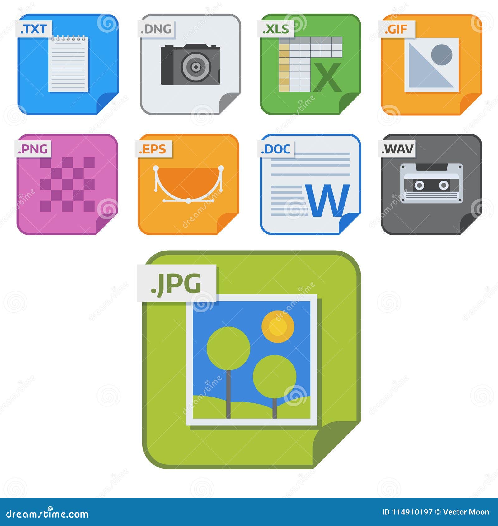 File Types Vector Icons and Formats Labels File System Icons ...