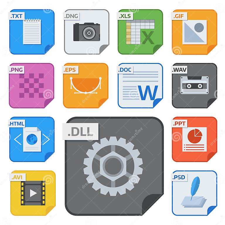 File Types Vector Icons and Formats Labels File System Icons ...