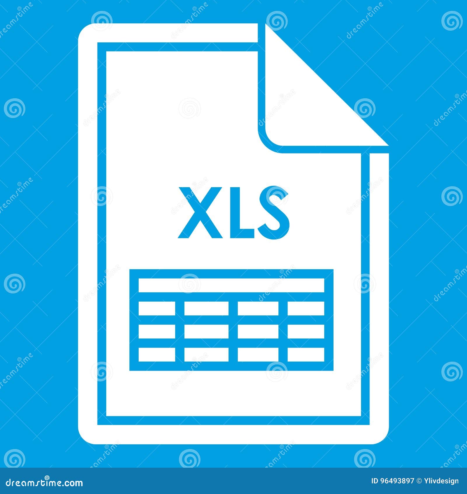File XLS icon white stock vector. Illustration of isolated - 96493897