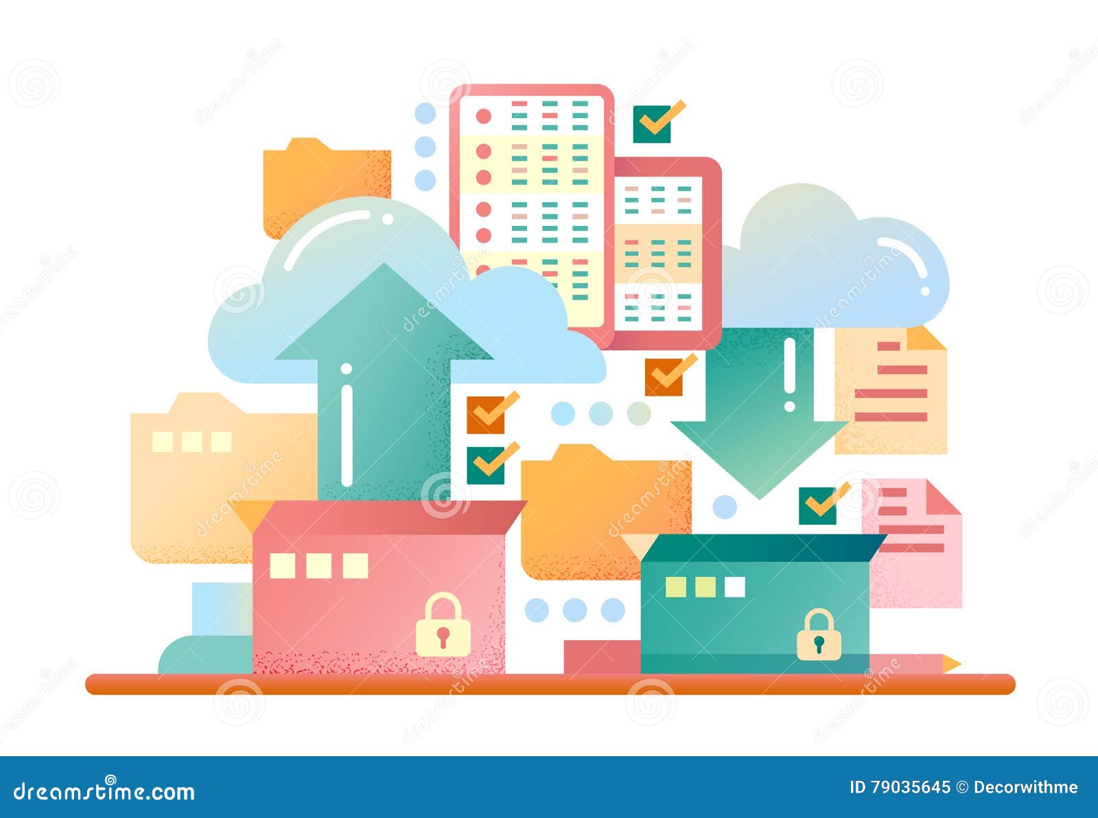 Files Archiving - Flat Design Website Banner Stock Vector ...