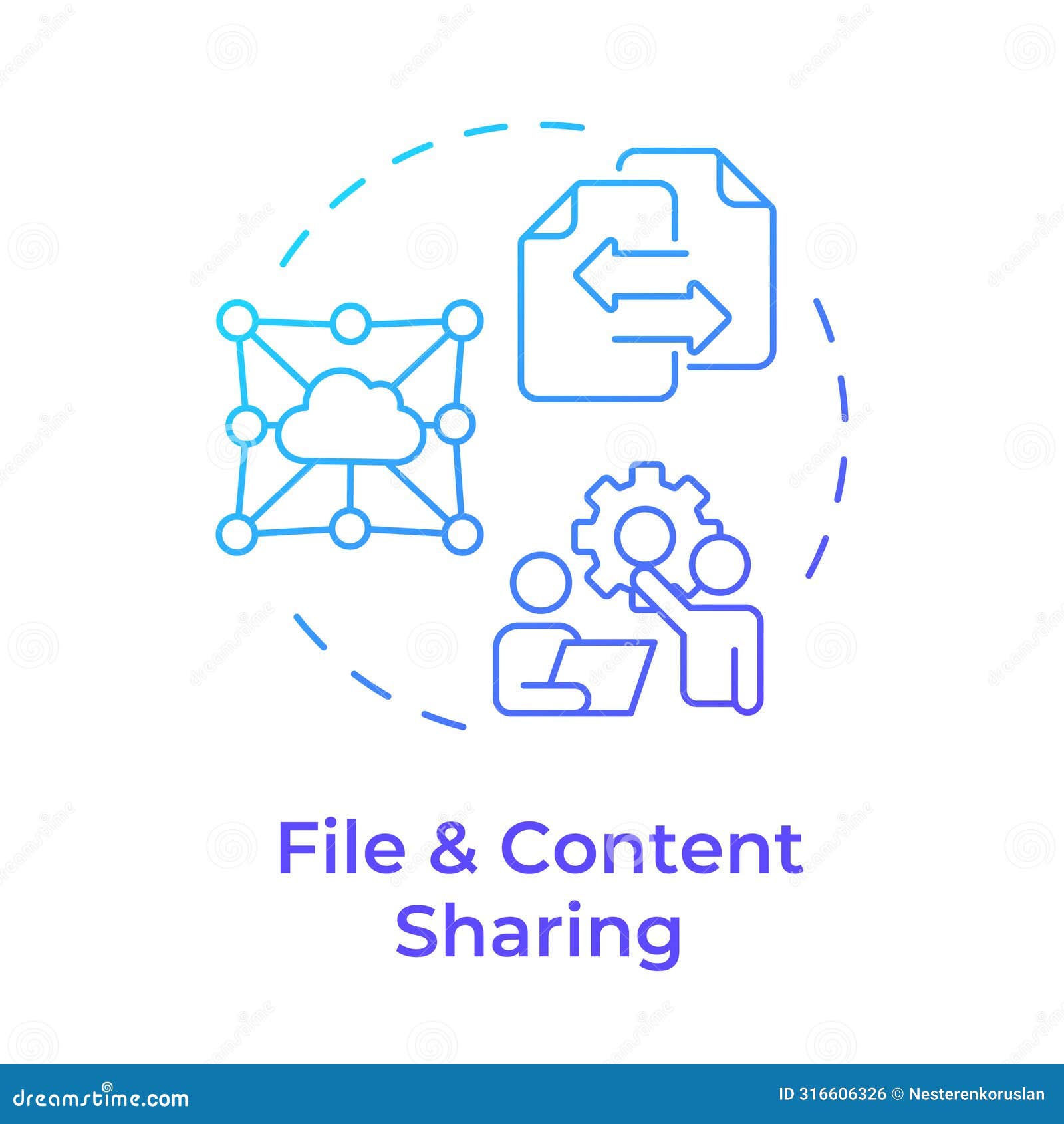 Files and Content Sharing Blue Gradient Concept Icon Stock Vector ...