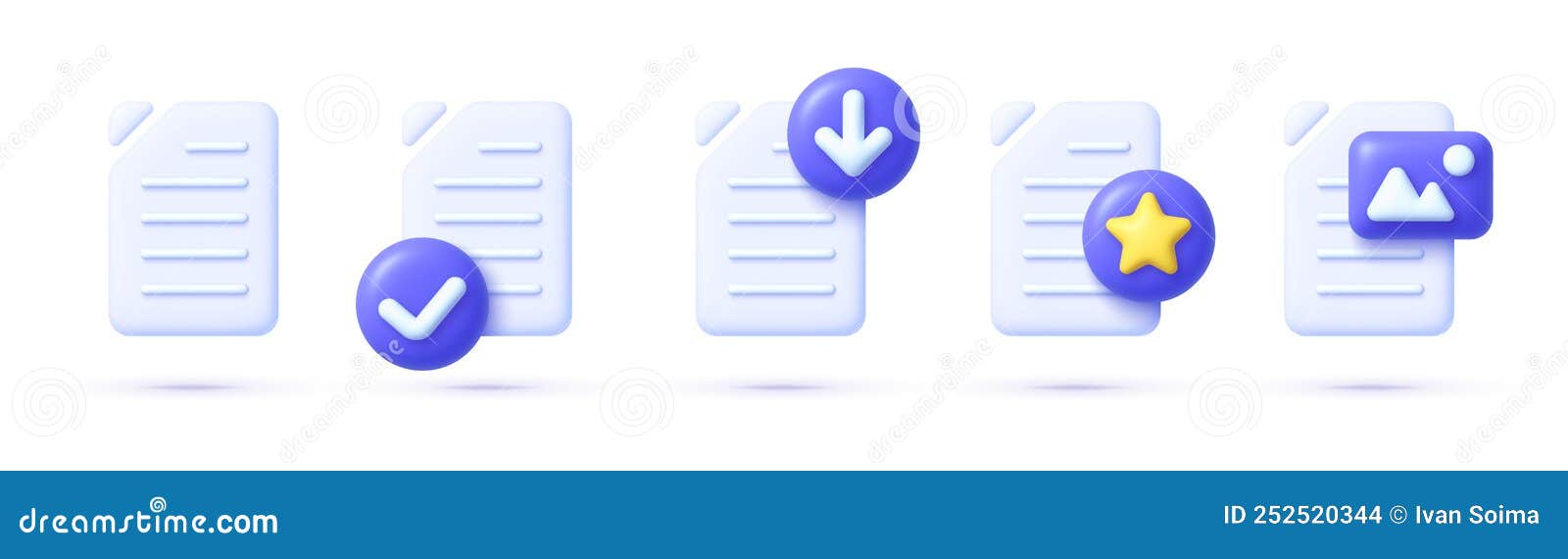 Files 3d Set in Realistic Style. Check Mark Icon. Web Search Concept ...
