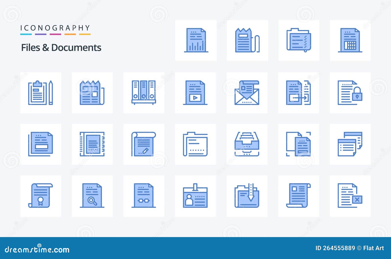 25 Files and Documents Blue Icon Pack Stock Vector - Illustration of ...