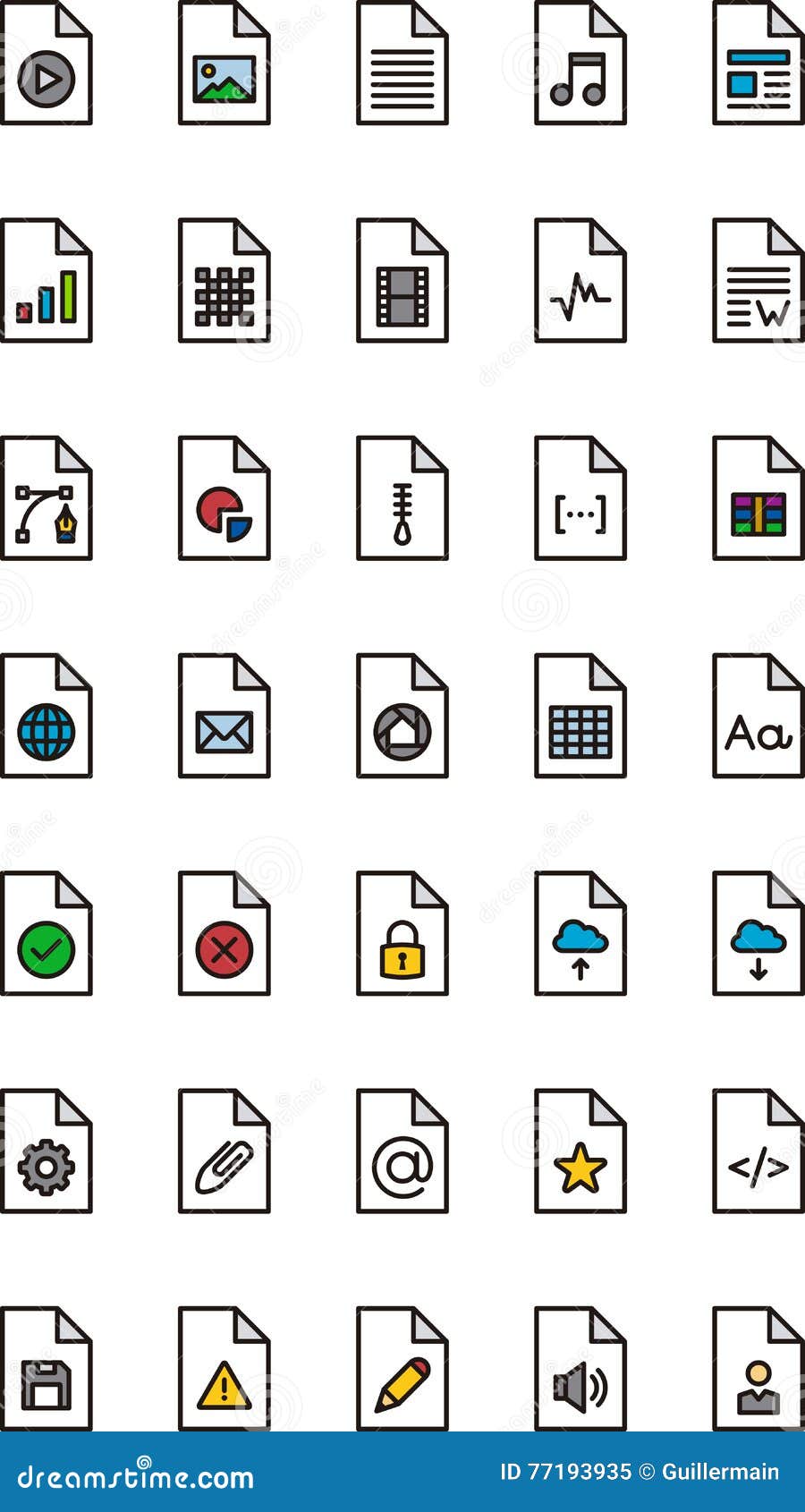 Files and Documents Icons Set Stock Vector - Illustration of sound ...