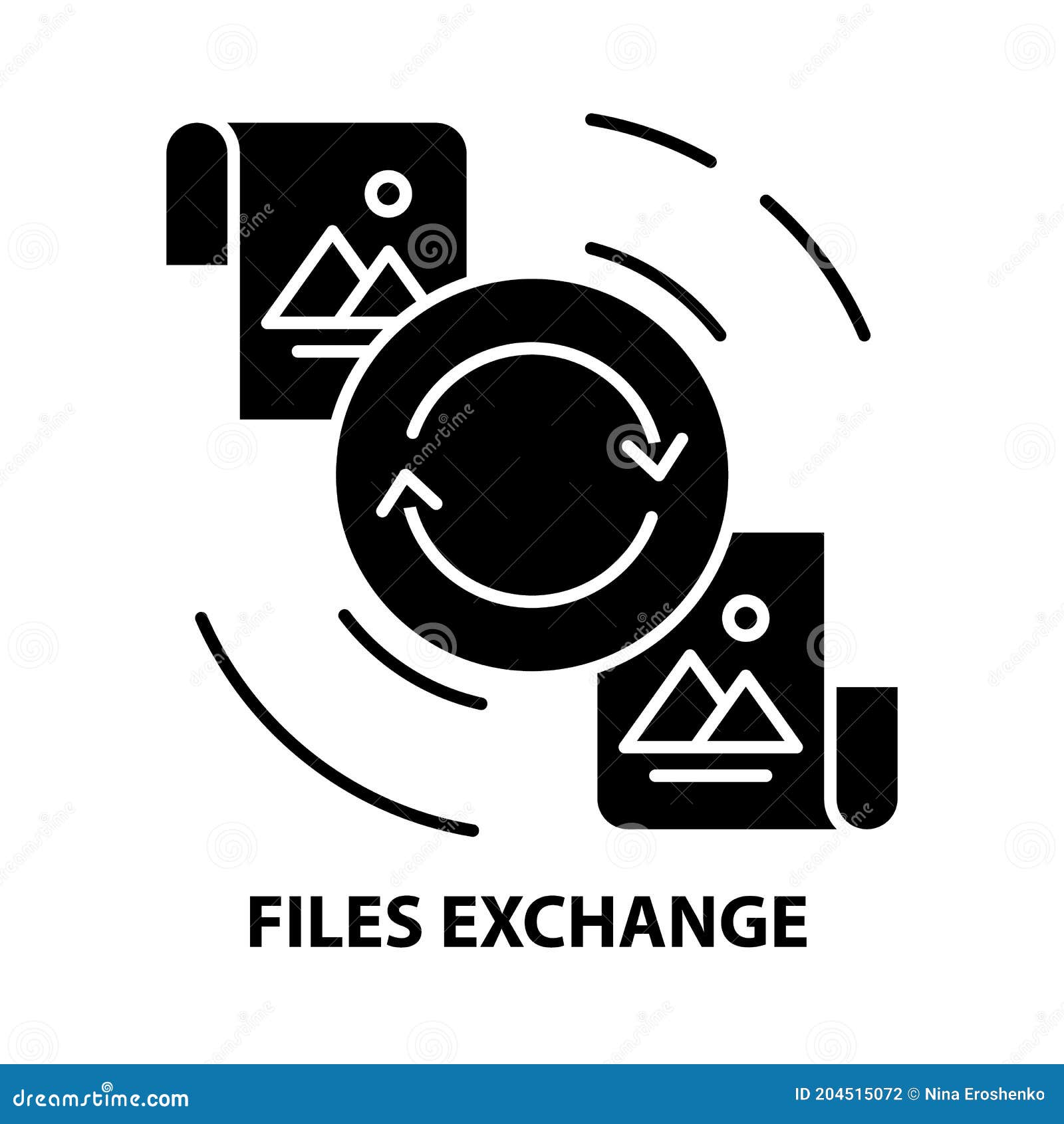 Files Exchange Symbol Icon, Black Vector Sign with Editable Strokes ...