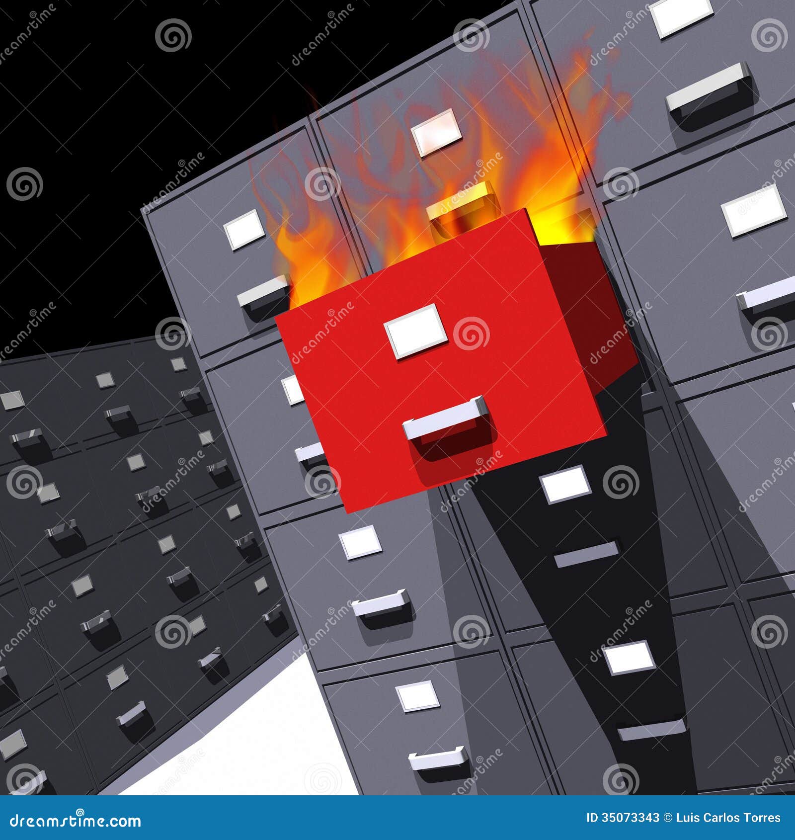 Files on fire (3D) stock illustration. Illustration of organizer - 35073343