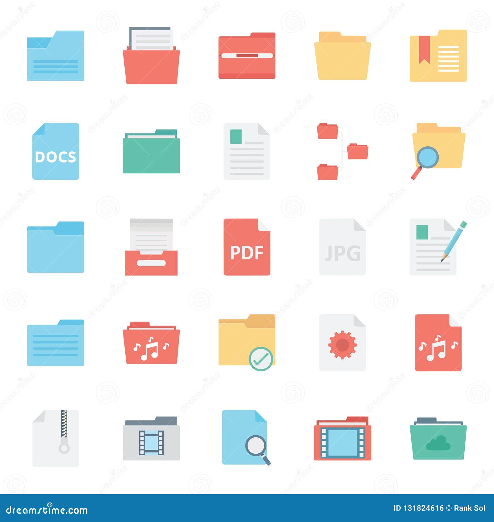 Files and Folder Isolated Vector Icons Set Every Folder or Files Icons ...