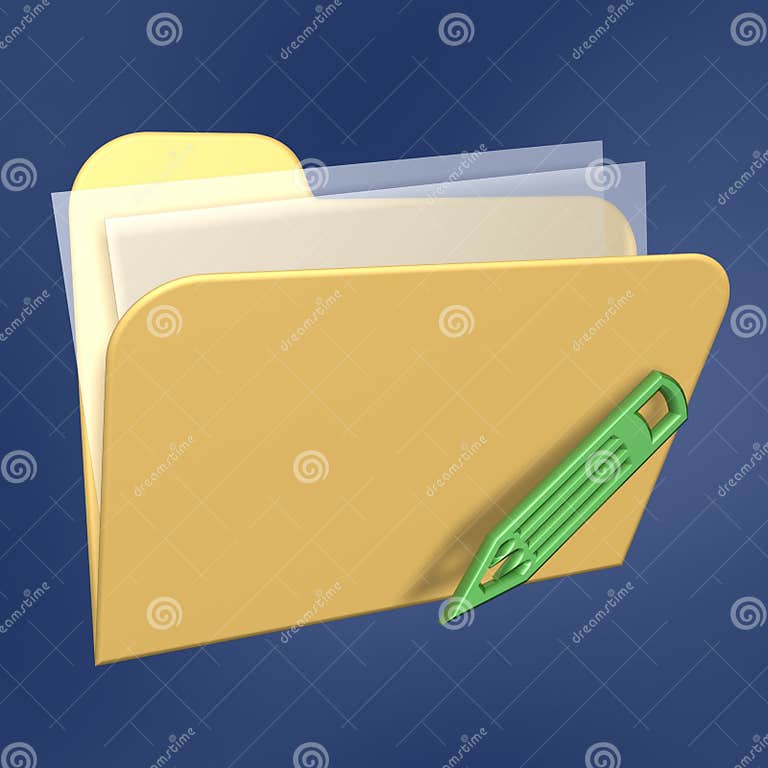 Files folder and pencil stock illustration. Illustration of save - 3435623