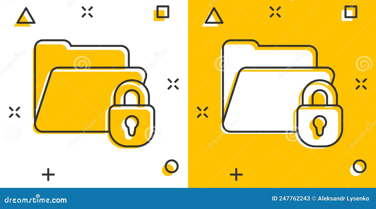Files Folder Permission Icon in Comic Style. Document Access Cartoon ...