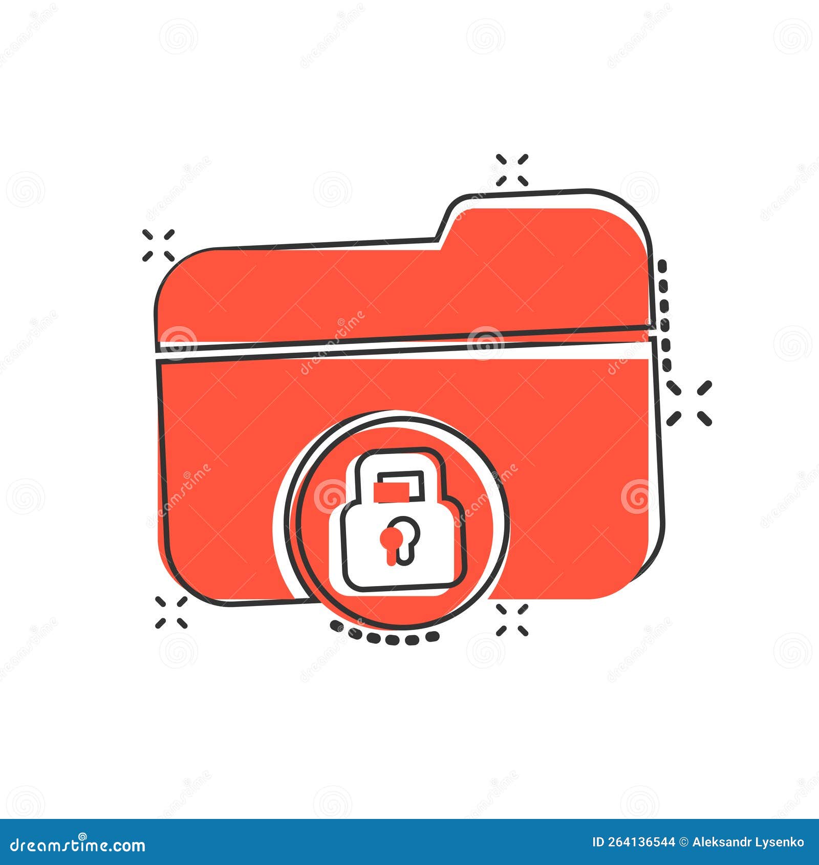 Files Folder Permission Icon in Comic Style. Document Access Cartoon ...