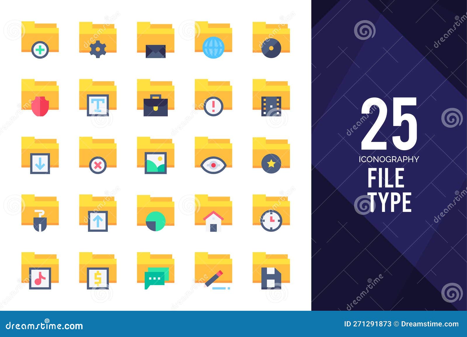 25 Files and Folders Flat Icon Pack. Vector Illustration Stock Vector ...