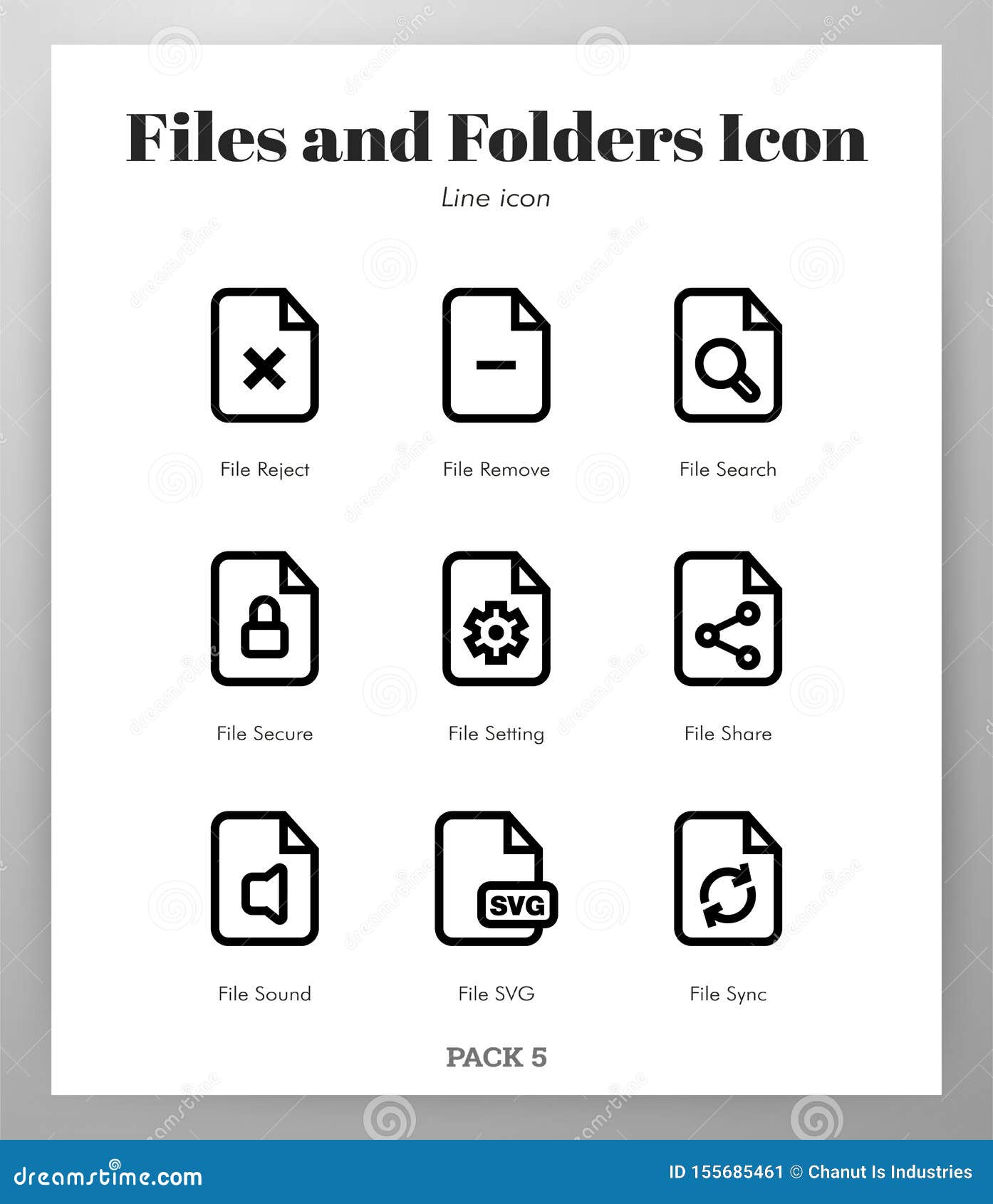 Files and Folders Icons Line Pack Stock Vector - Illustration of lock ...